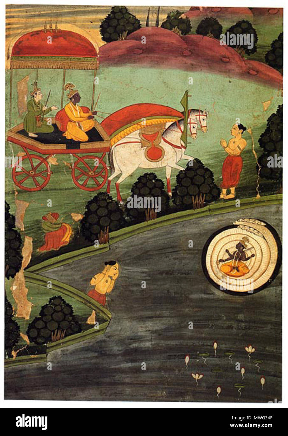 . English: Krishna subdues Kaliya Naag, Bhagavata Purana, illustrated ...