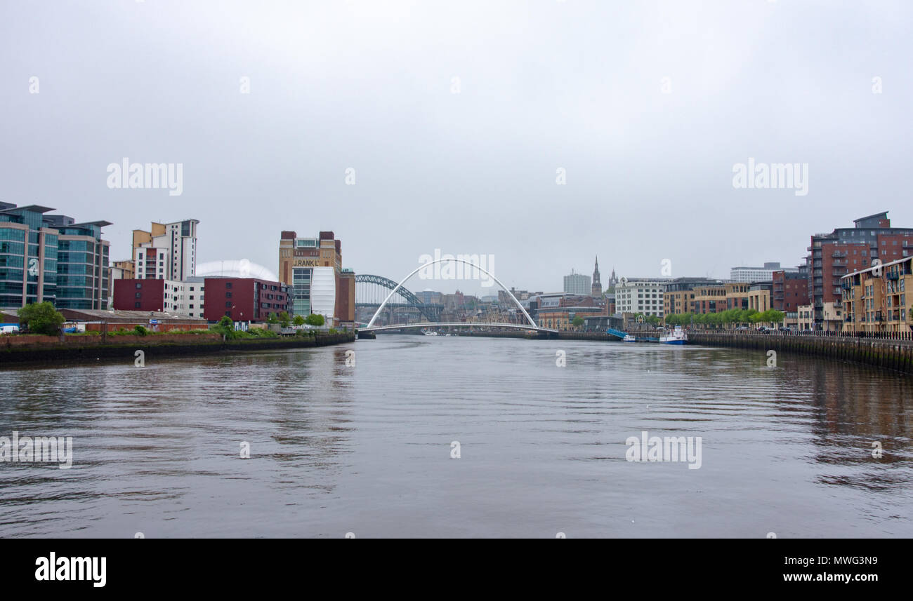 River Tyne, Newcastle upon Tyne Uk showing the Baltic Mills building in ...