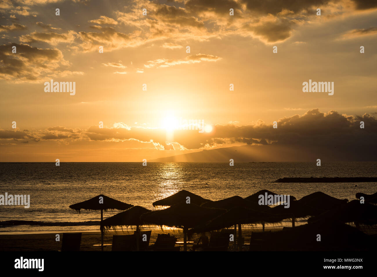 Sunset. Costa Adeje, Tenerife Stock Photo - Alamy