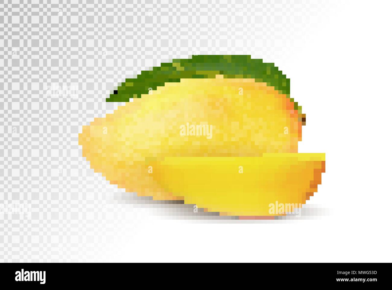 Photo-realistic vector illustration. Mango with leaf and mango slices ...