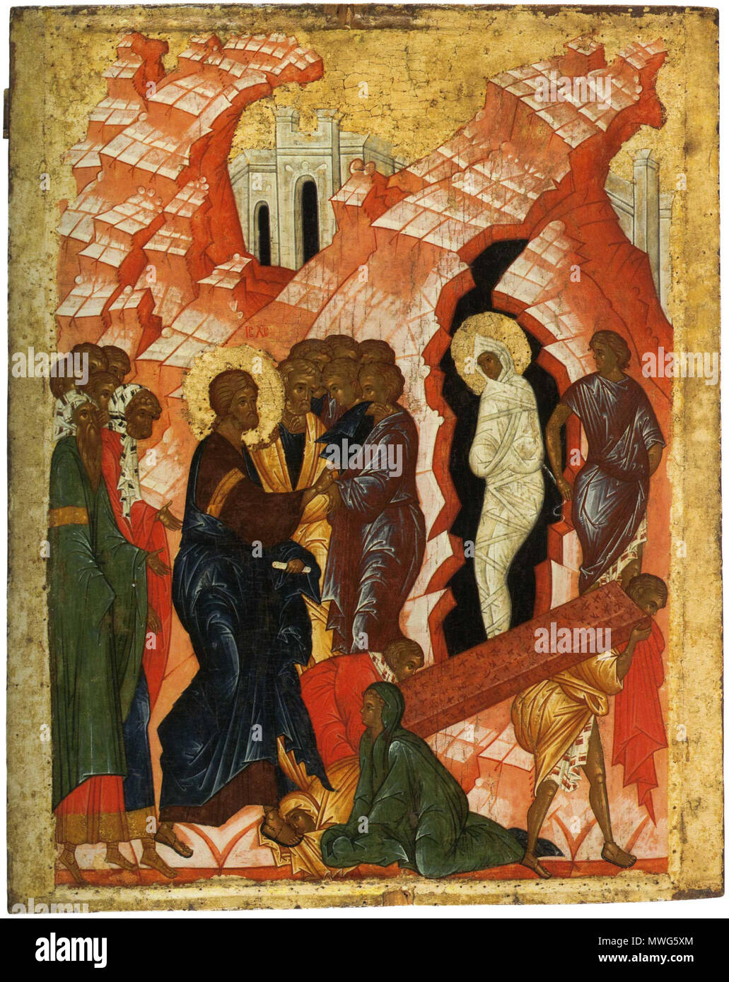 . English: Russian Icon. The Raising of Lazarus. 15th century. Novgorod ...