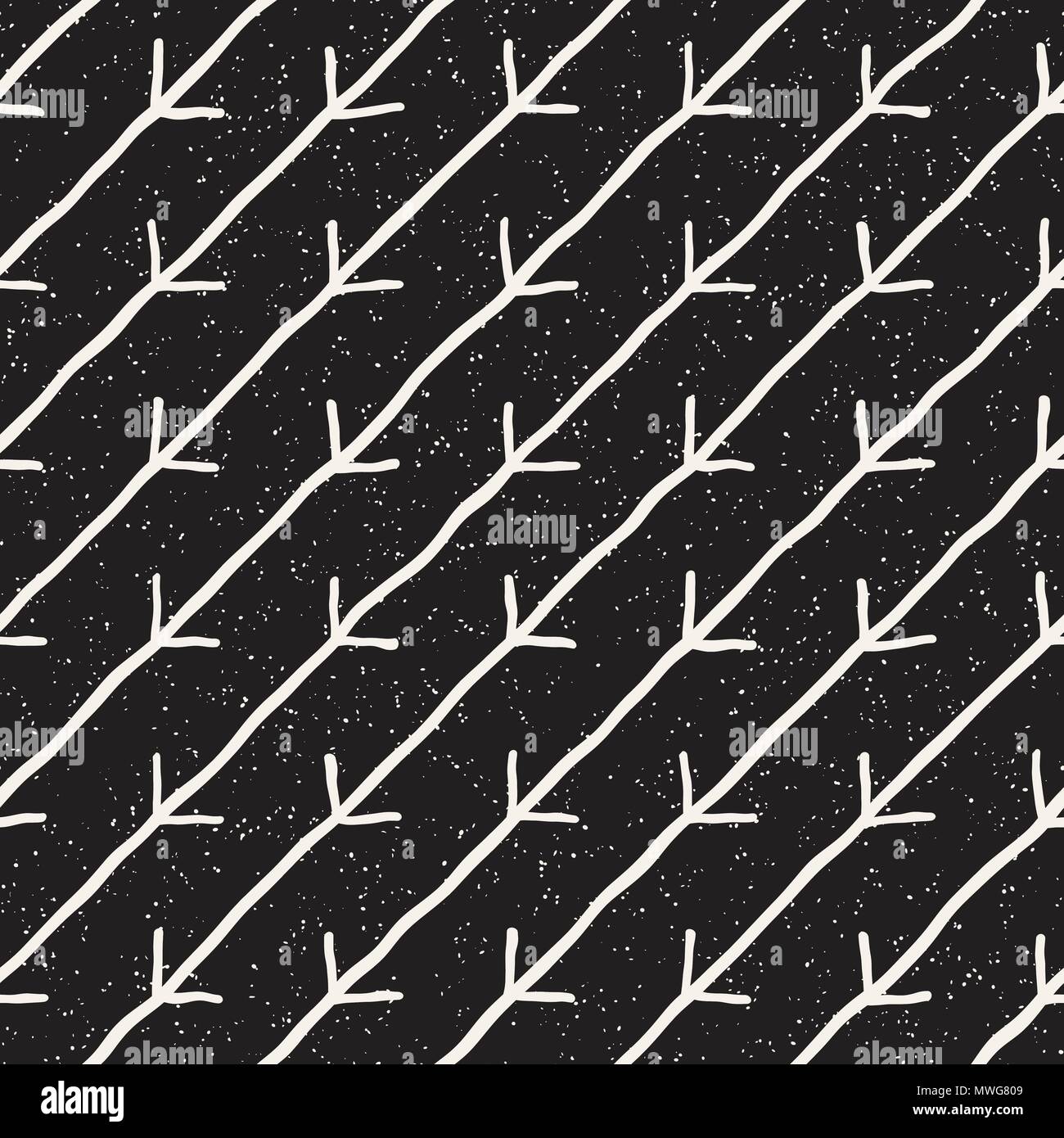 Hand drawn lines seamless grungy pattern. Abstract geometric repeating ...