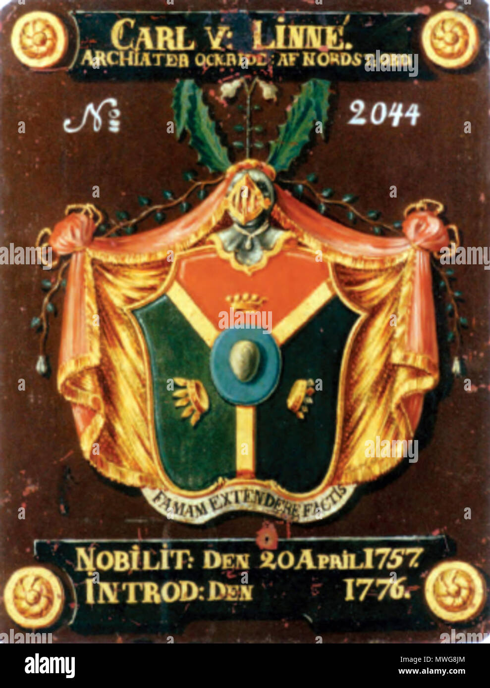 . English: The Coat of Arms of Carl von Linné (Carolus Linnaeus) as ...