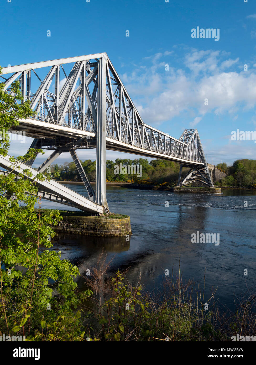 Metal Connel road (originally rail) bridge over Falls of Lora on Loch ...