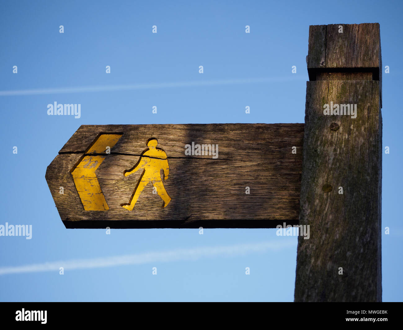 Wooden Hiking Pathway Sign along Trail Stock Photo - Alamy
