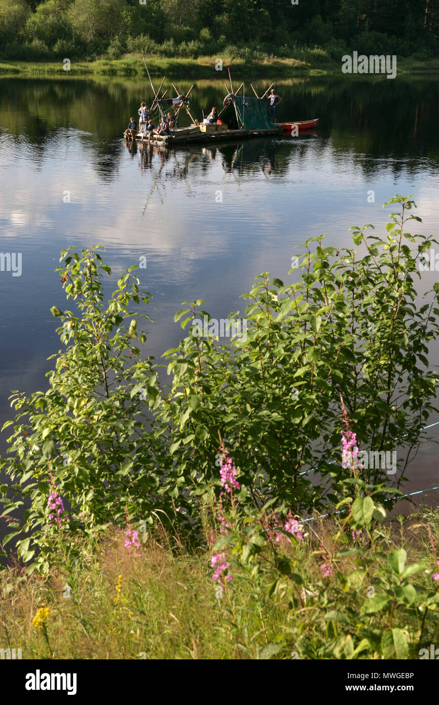 SPENDING YOUR HOLIDAYS ON A RAFT IN SWEDEN Stock Photo - Alamy