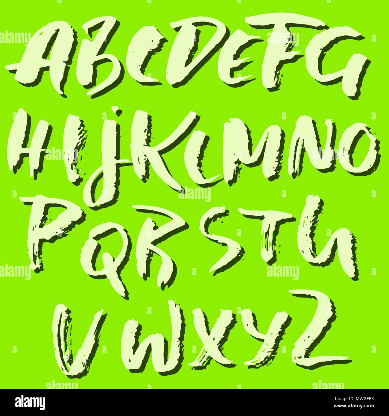 Grunge distress font. Modern dry brush ink letters. Handwritten ...