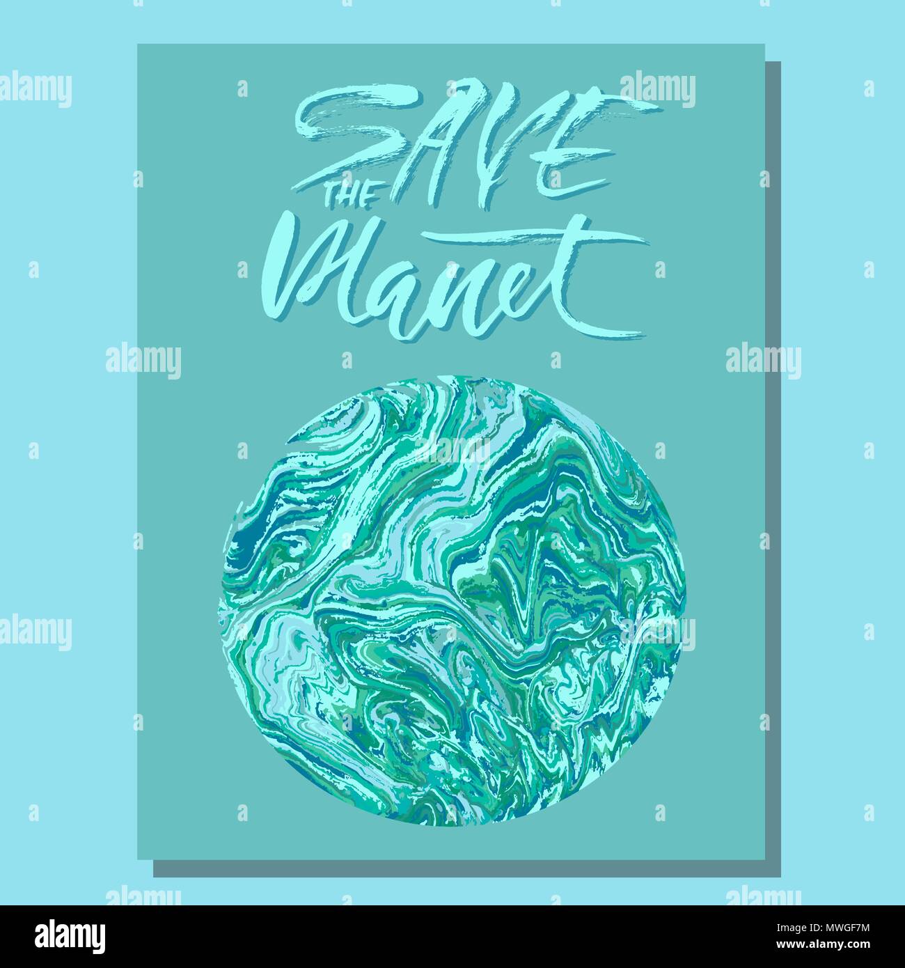 Save the planet. Hand drawn modern dry brush lettering. Grunge vector ...