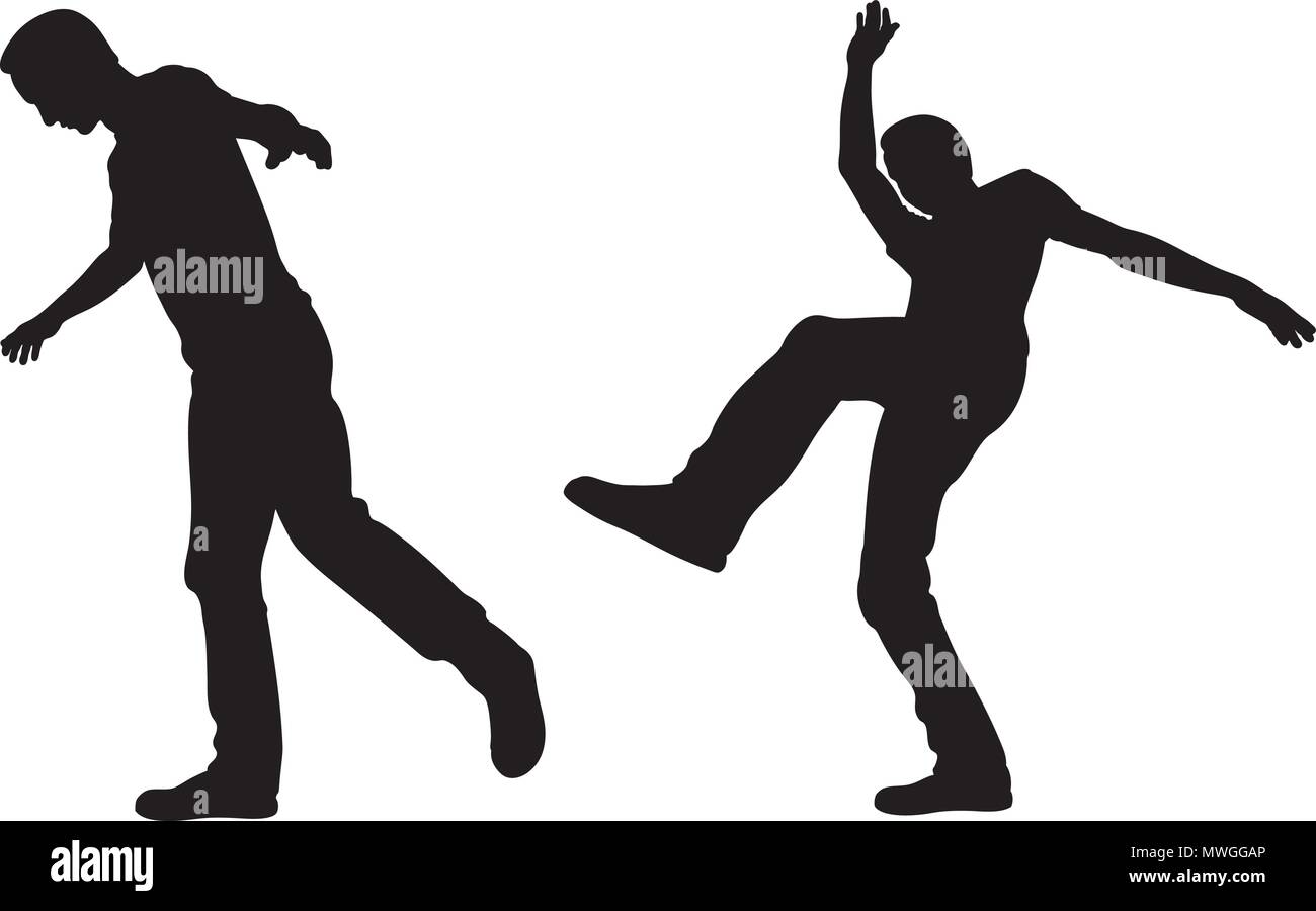Silhouettes of people falling isolated on white Stock Vector Image ...