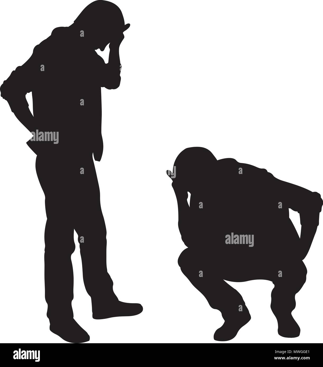 Silhouettes of sad men isolated on white Stock Vector Image & Art - Alamy