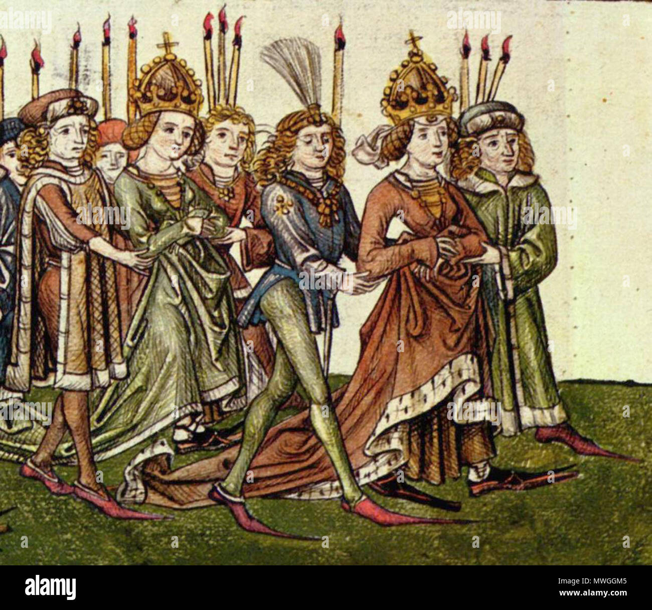 . German: Königin Barbara, rechts und ihre Tochter, Königin Elisabeth ...