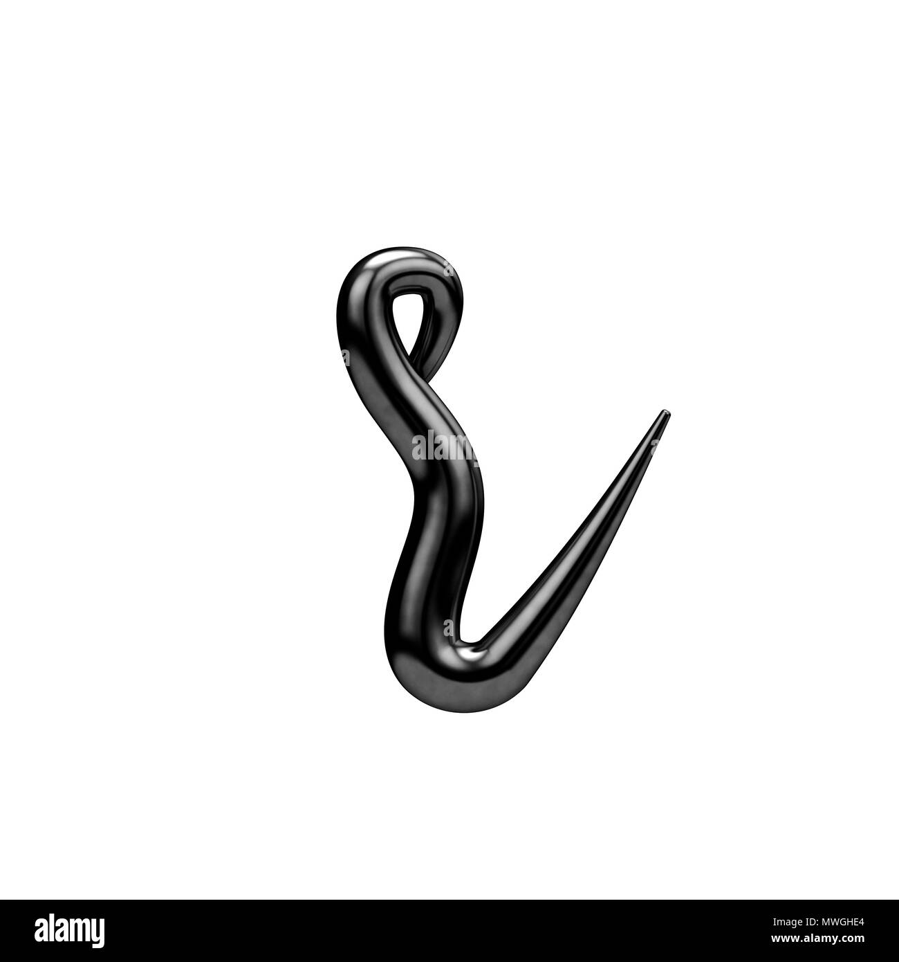 Letter R black handwritten script font. 3D Rendering Stock Photo - Alamy