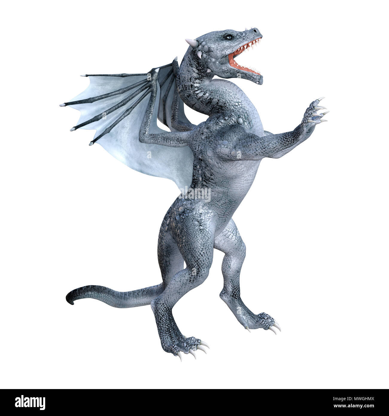 3D rendering of a fantasy dragon whelp isolated on white background ...