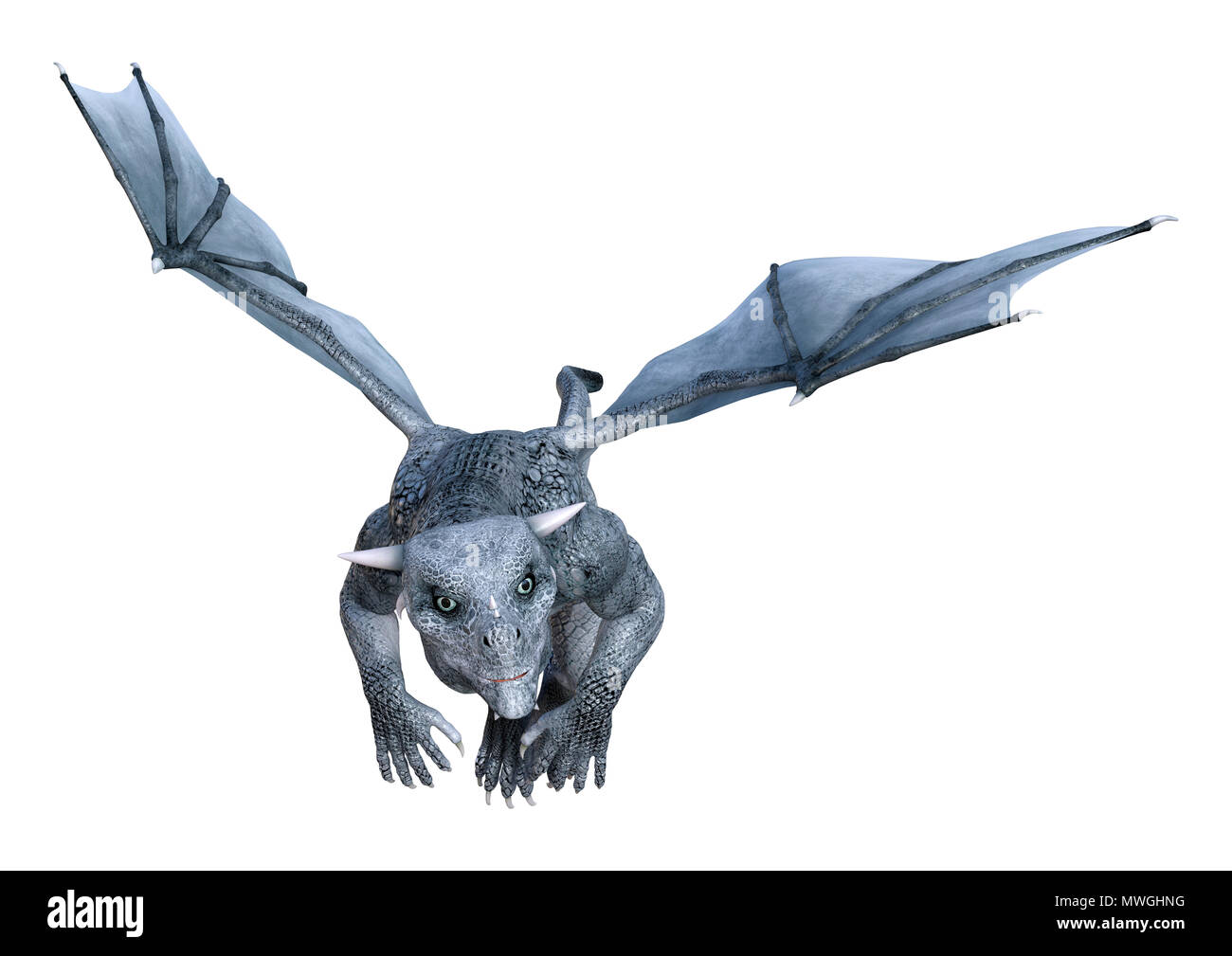 3D rendering of a fantasy dragon whelp isolated on white background ...