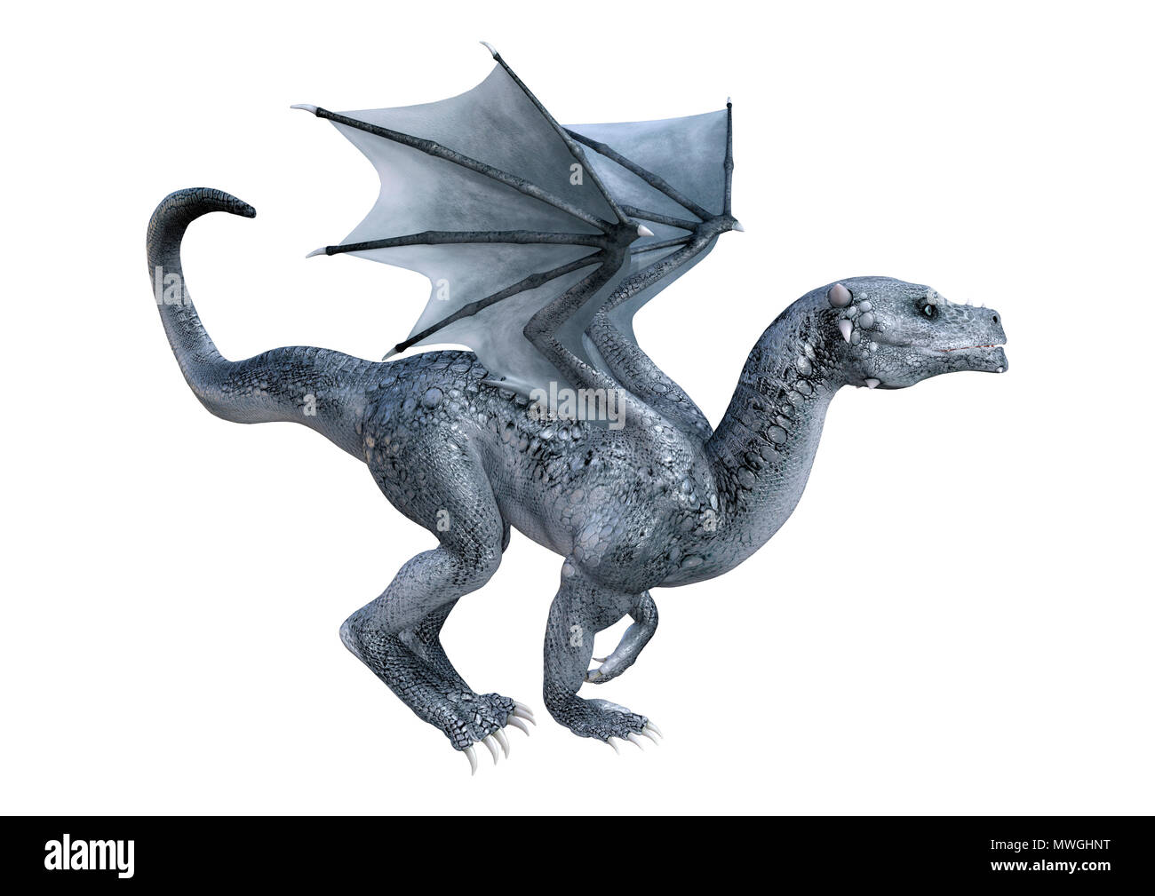 3D rendering of a fantasy dragon whelp isolated on white background ...