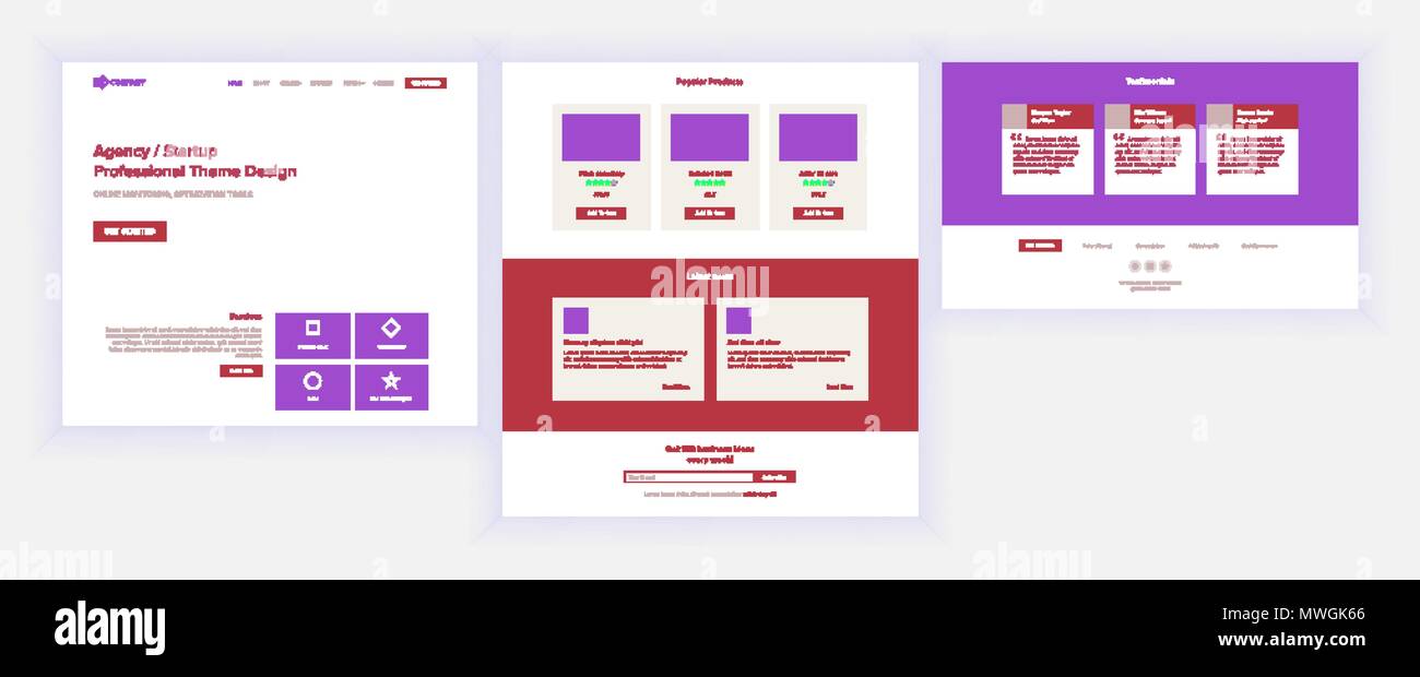 Main Web Page Design Vector. Website Business Screen. Landing Template ...