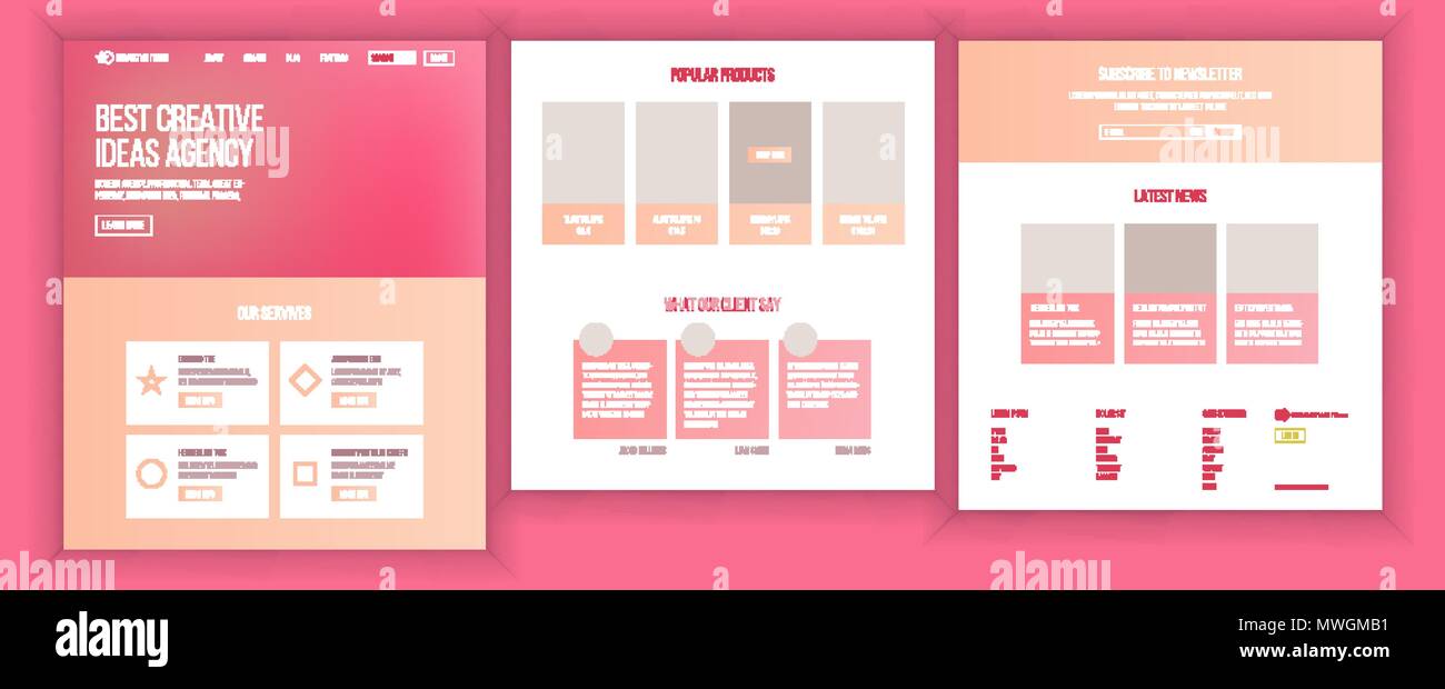 Web Page Design Vector. Website Business Style. Front End Site Scheme ...