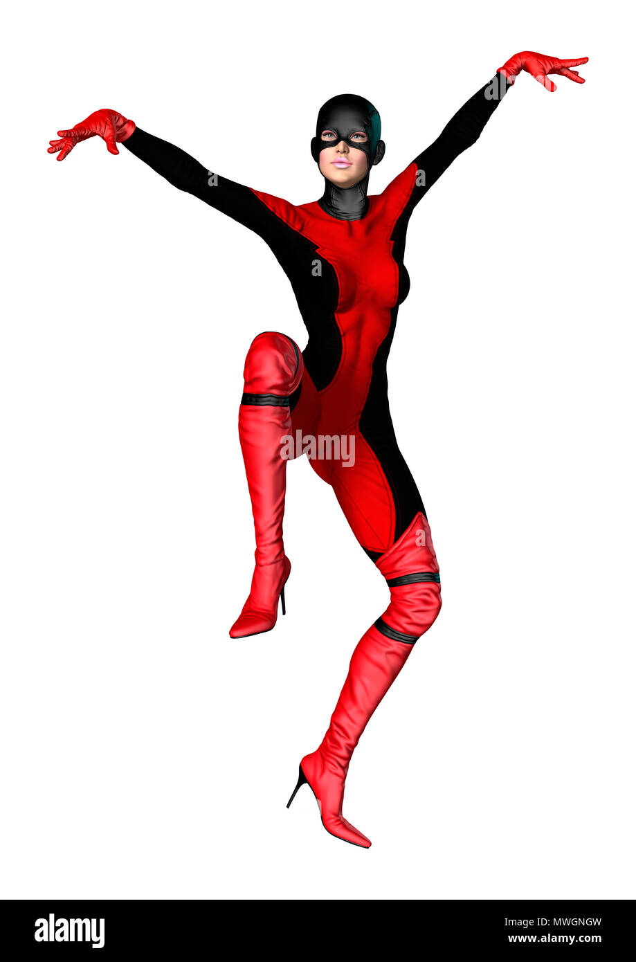 3D rendering of a female hero isolated on white background Stock Photo ...