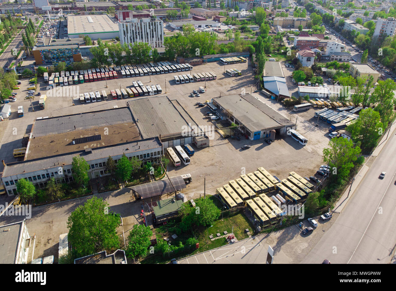 aerial view of bus station terminal Stock Photo - Alamy