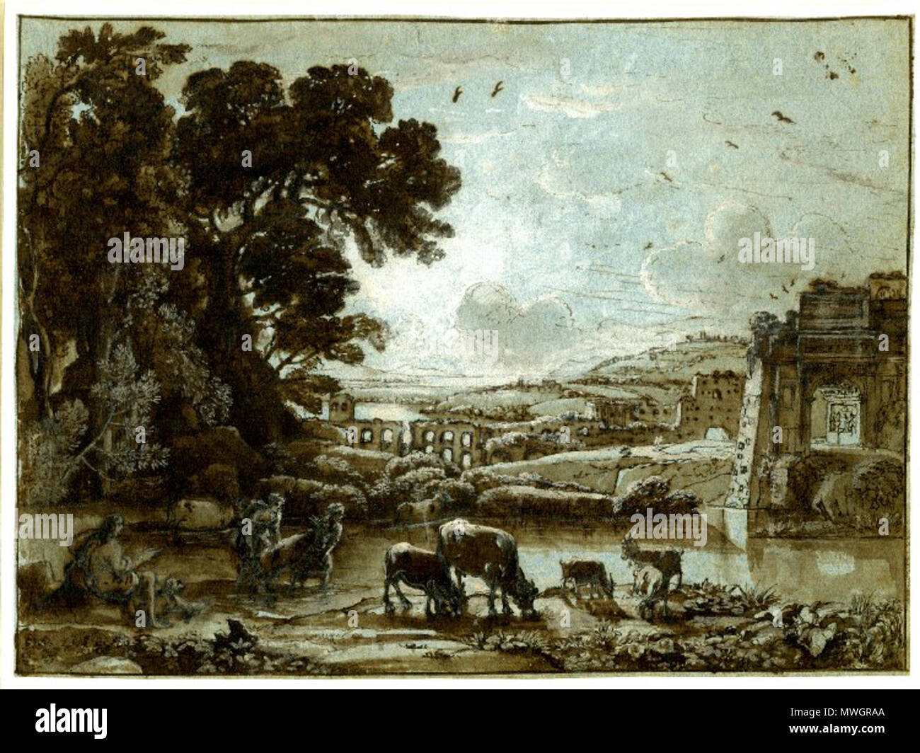 . English: Page from the Liber Veritatis of Claude Lorrain, Pastoral ...