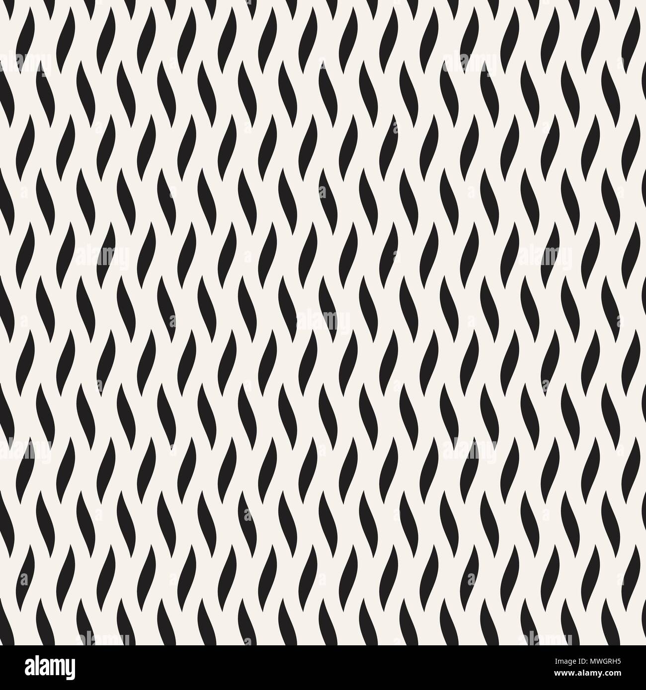 Vector Seamless Black and White Hand Drawn Wavy Lines Simple Pattern ...