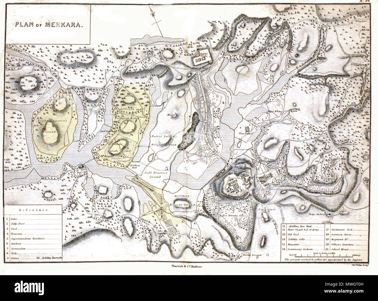 . Plan of Madikeri in 1854 . 1854. J & C Walker 385 Madikeri map Stock ...