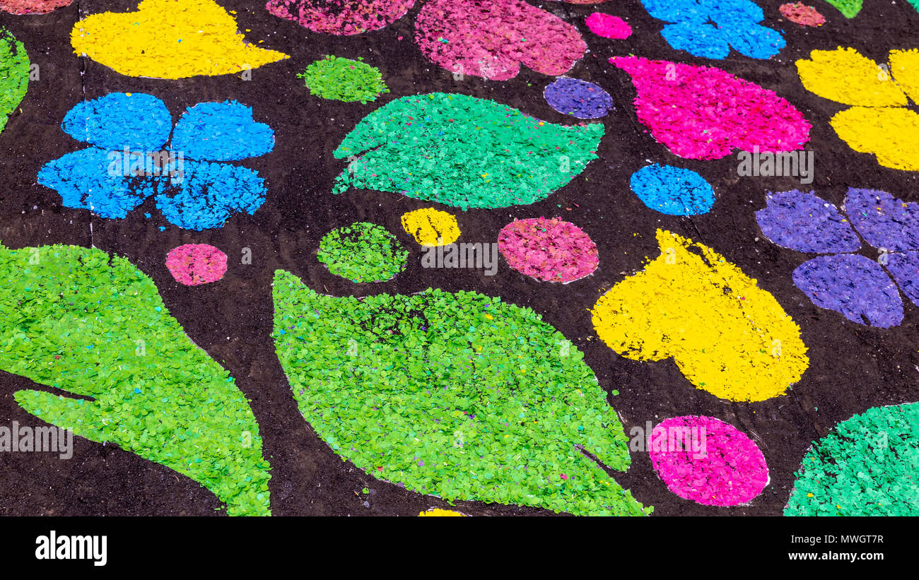 The colored drawings on the ground, useful for background Stock Photo ...