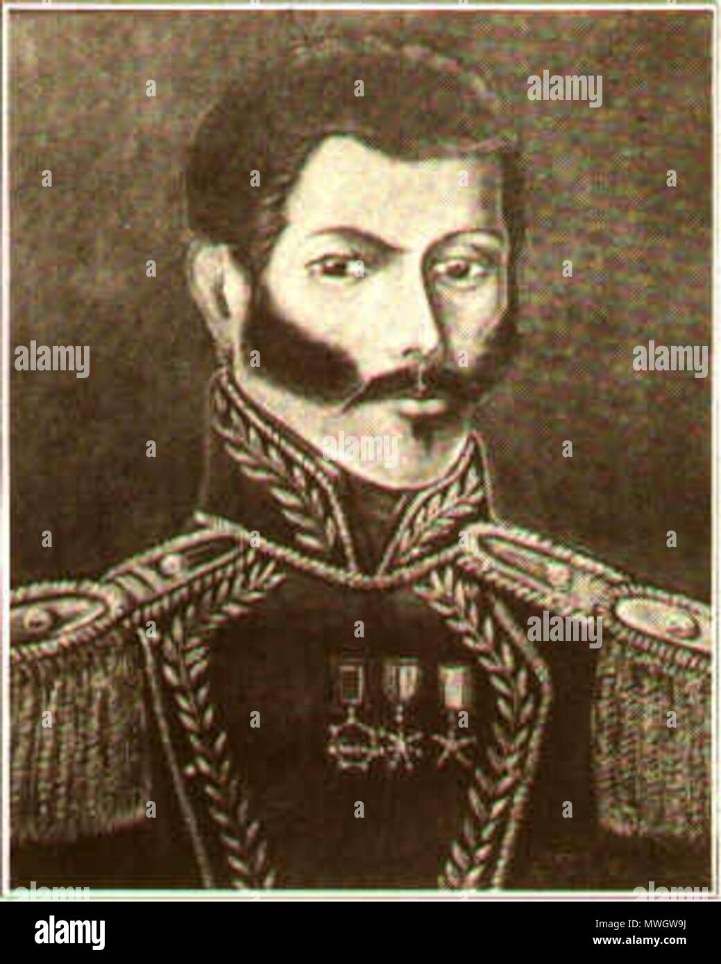 . Reproducción de un retrato al oleo del general Manuel Manrique . 19th ...