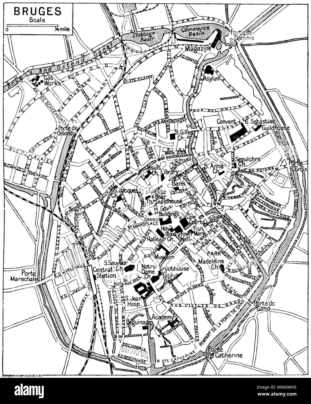 . English: Map of Bruges 1922, from probert encylopedia . 14 January ...