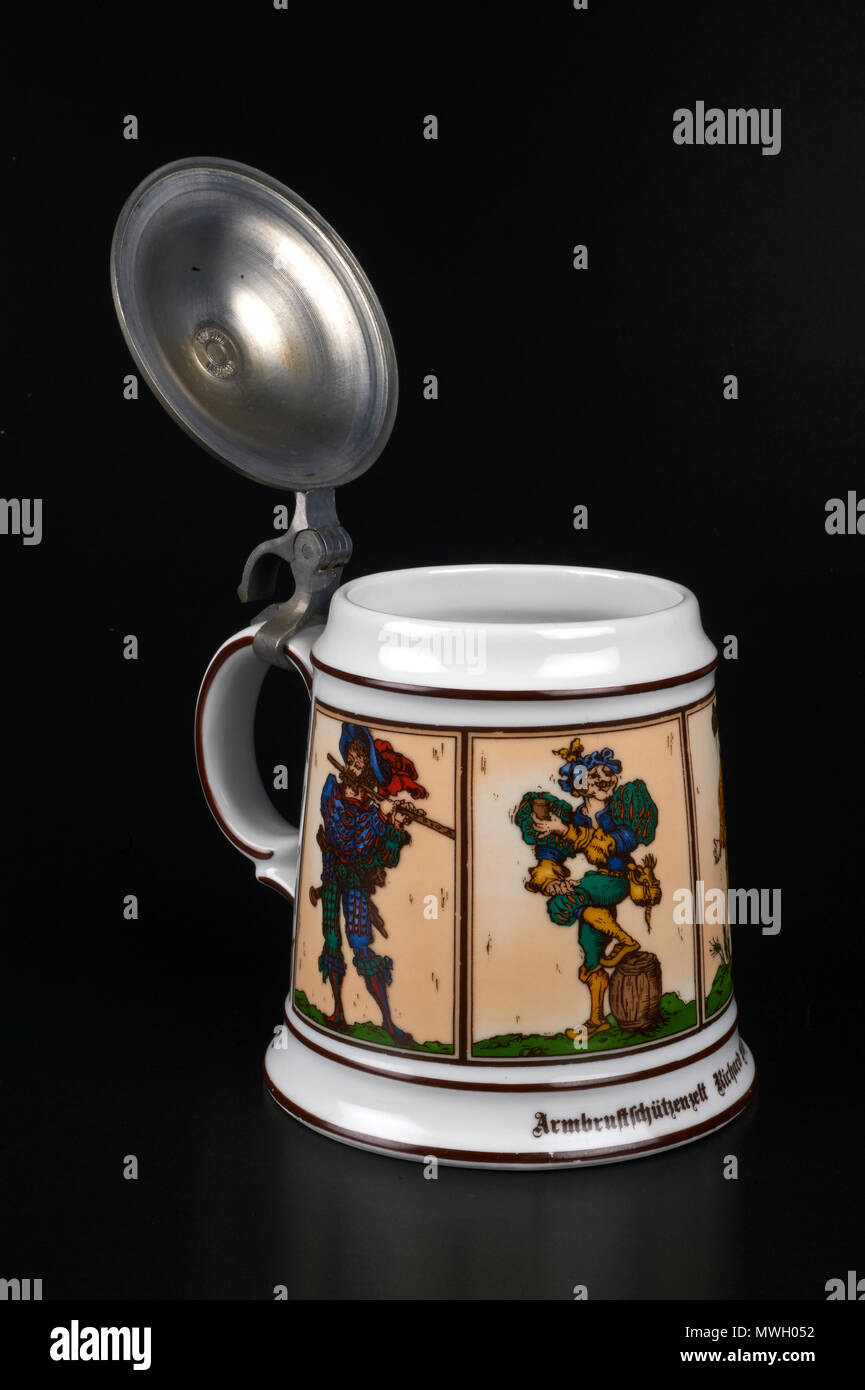 a beer mug made of painted ceramica,Bavarian craft Stock Photo - Alamy