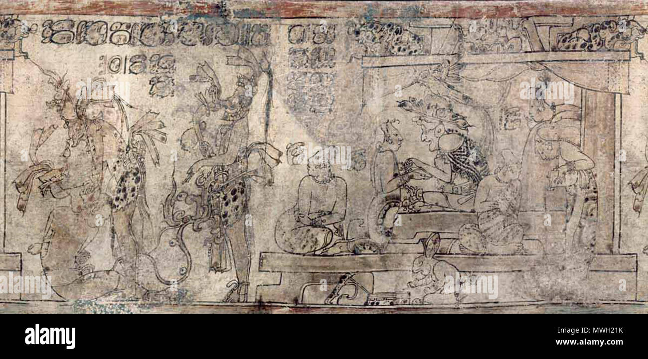 . English: Photograph of a Maya vase, . between circa 600 and circa 900 ...