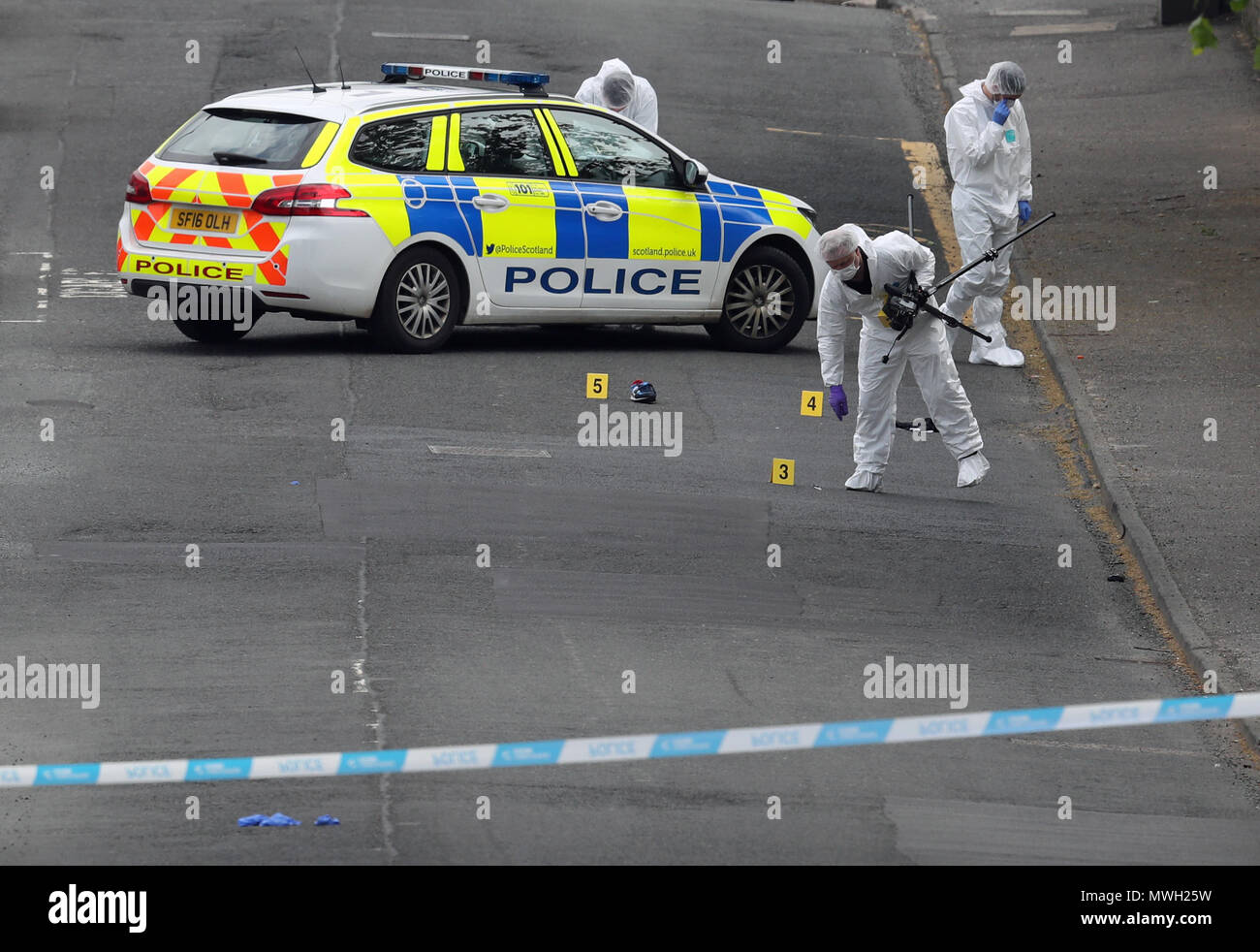 Greenock where two police officers were injured hi-res stock ...