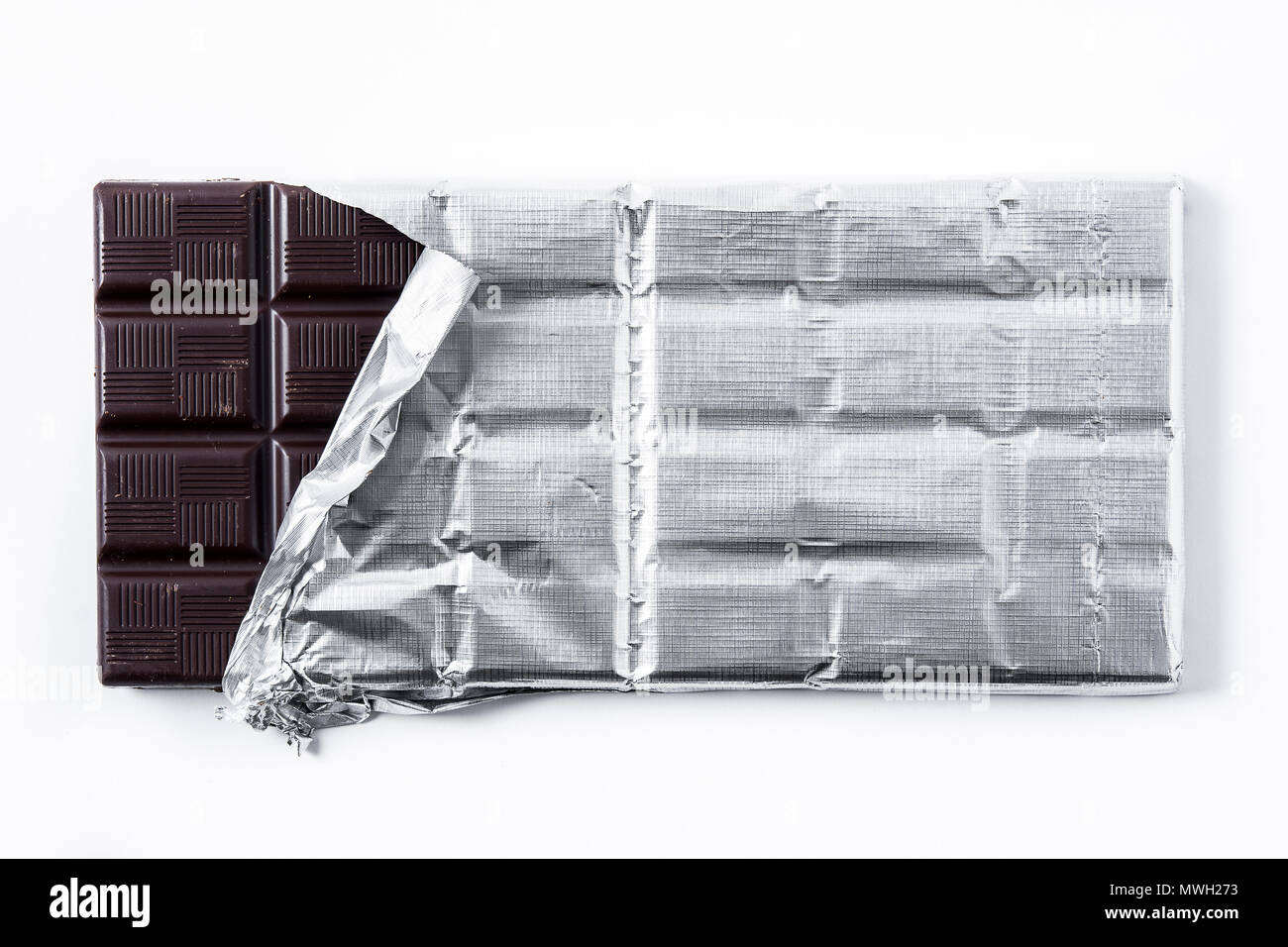 Chocolate bar wrapped isolated on white background. Top view Stock ...