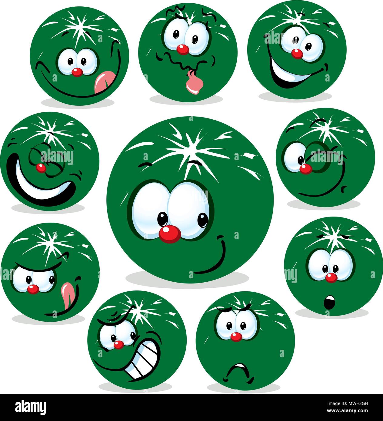 melon icon cartoon with funny faces isolated on white Stock Vector ...