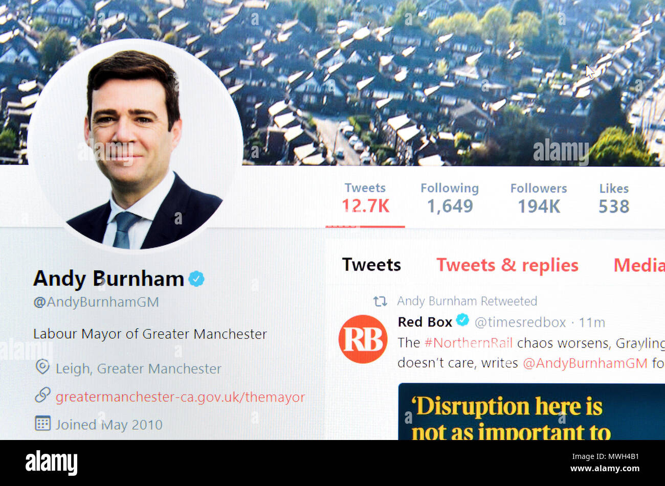 Andy burnham twitter page hi-res stock photography and images - Alamy