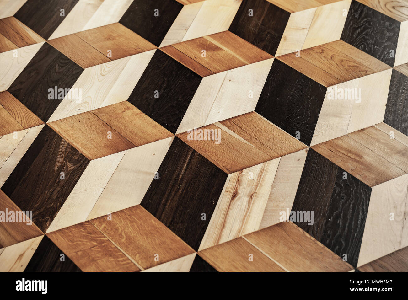 Classic old wooden parquet pattern, volume cubes illusion. Flooring ...