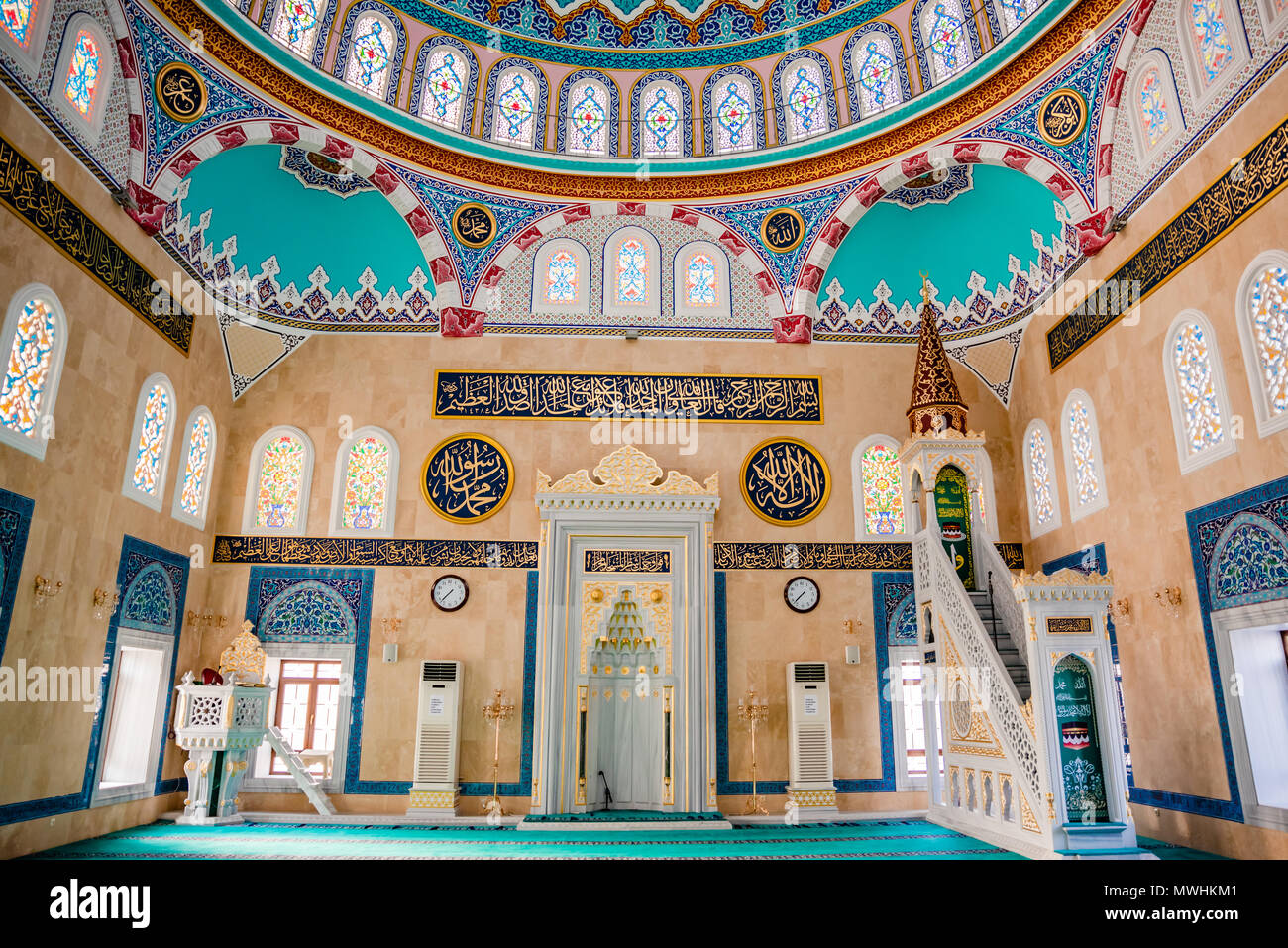 Interior view of Center Isabey Mosque in Bursa,Turkey.20 May 2018 Stock ...