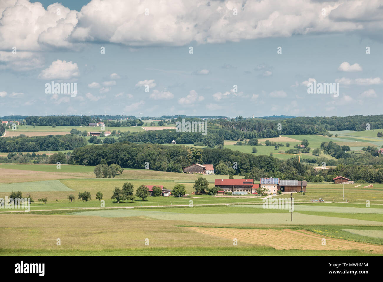 Little village in the middle of the german countryside with forests ...