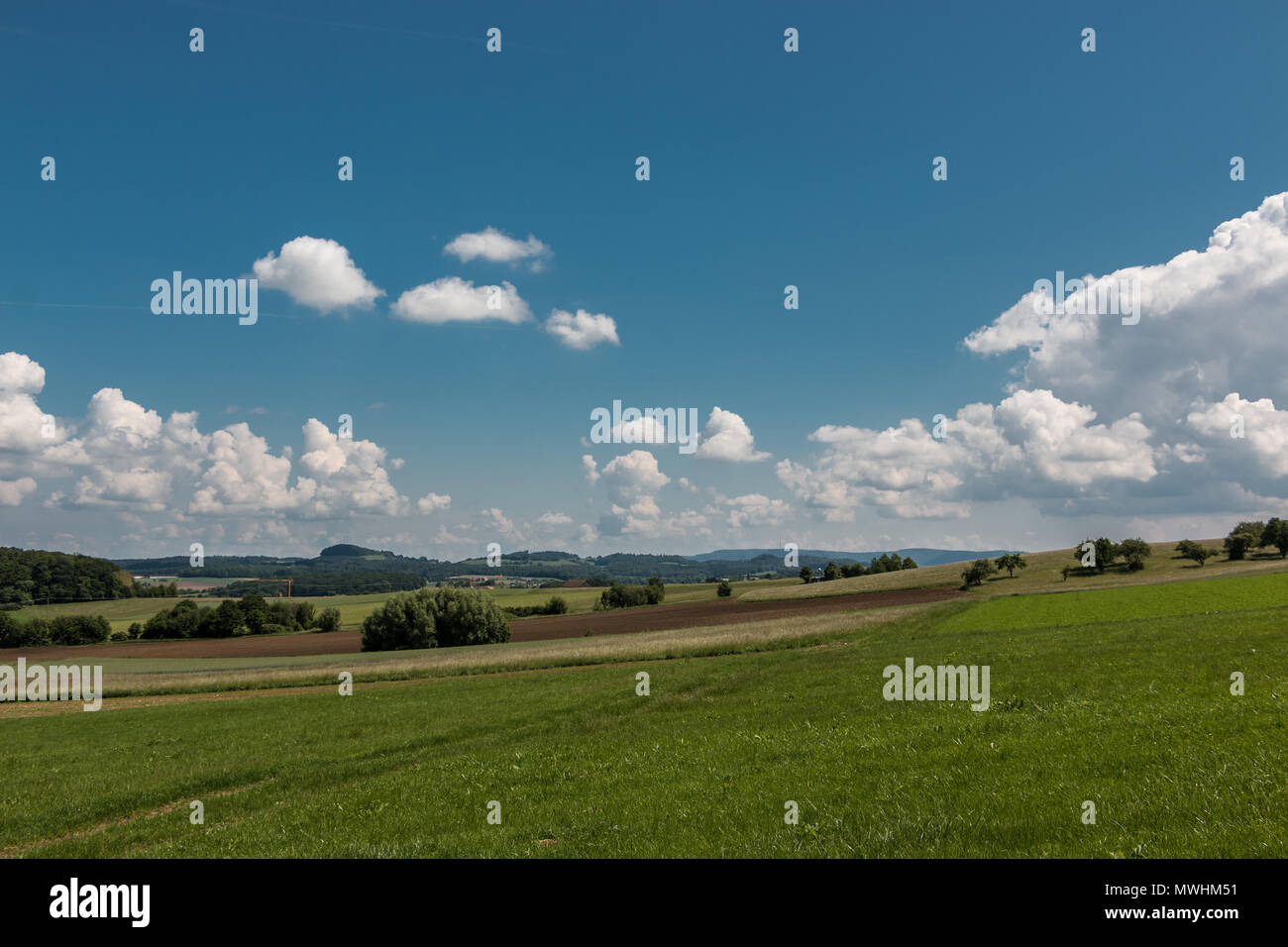 German countryside with forests, fields and meadows Stock Photo - Alamy