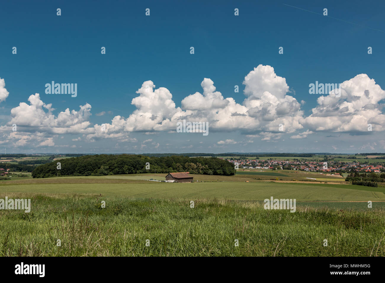 Little village in the middle of the german countryside with forests ...