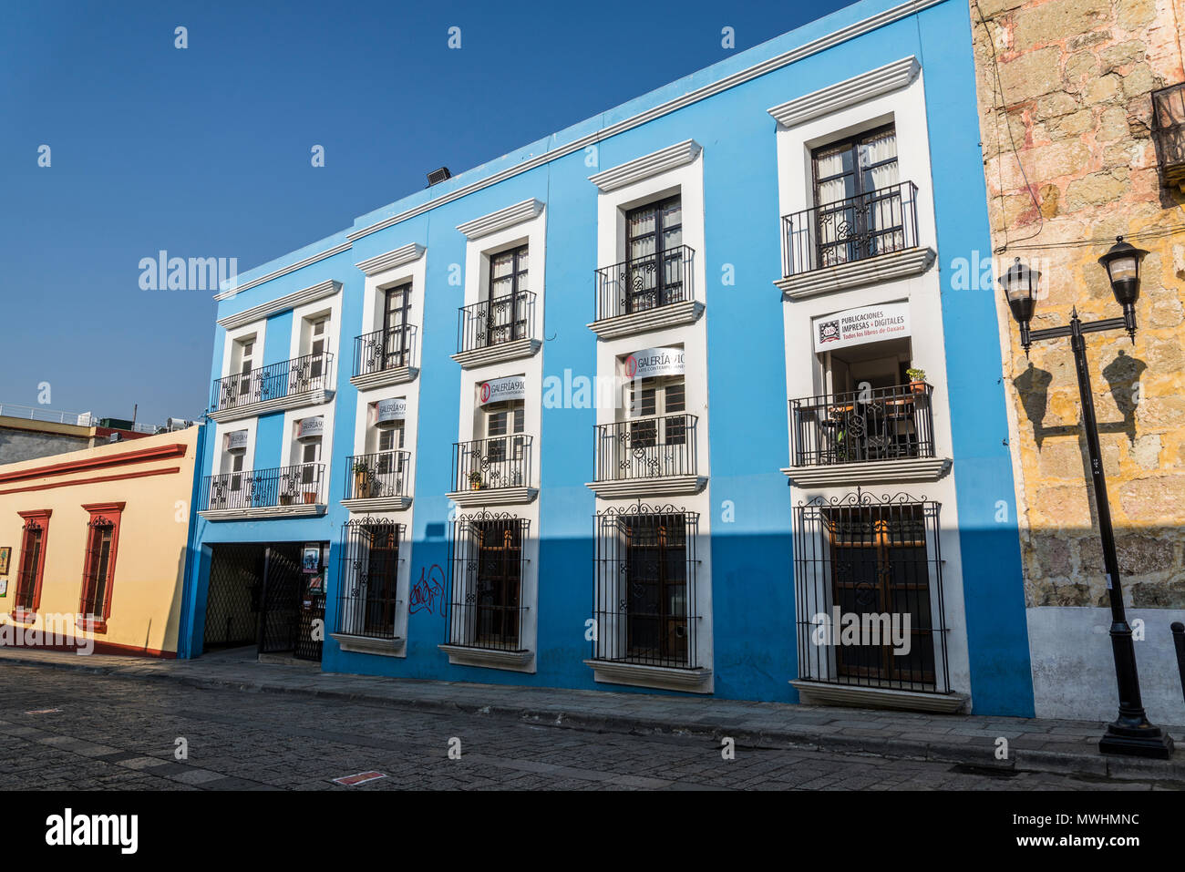 Colourful buildings in the historic city centre, Oaxaca, Mexico Stock ...