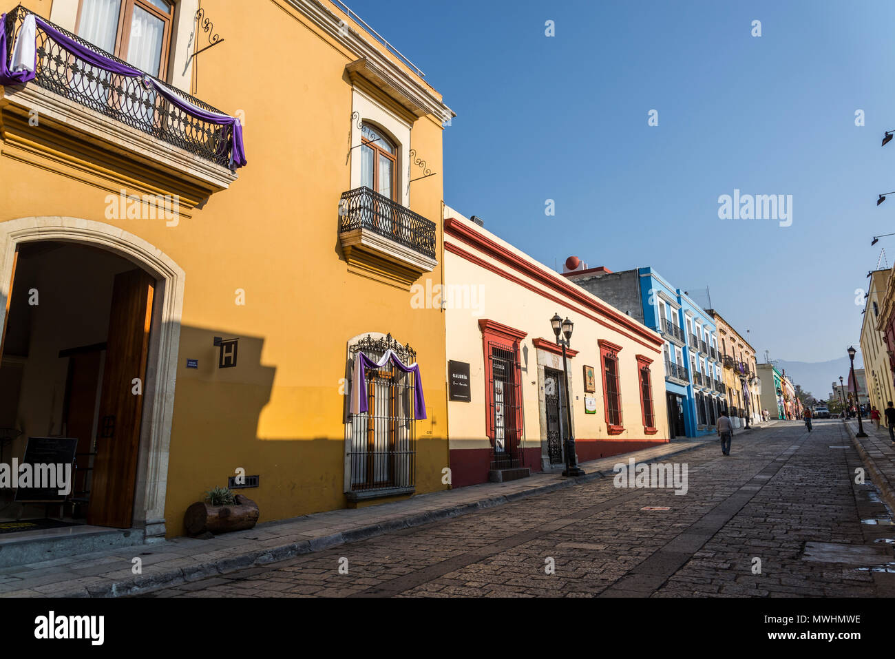 Colourful buildings in the historic city centre, Oaxaca, Mexico Stock ...