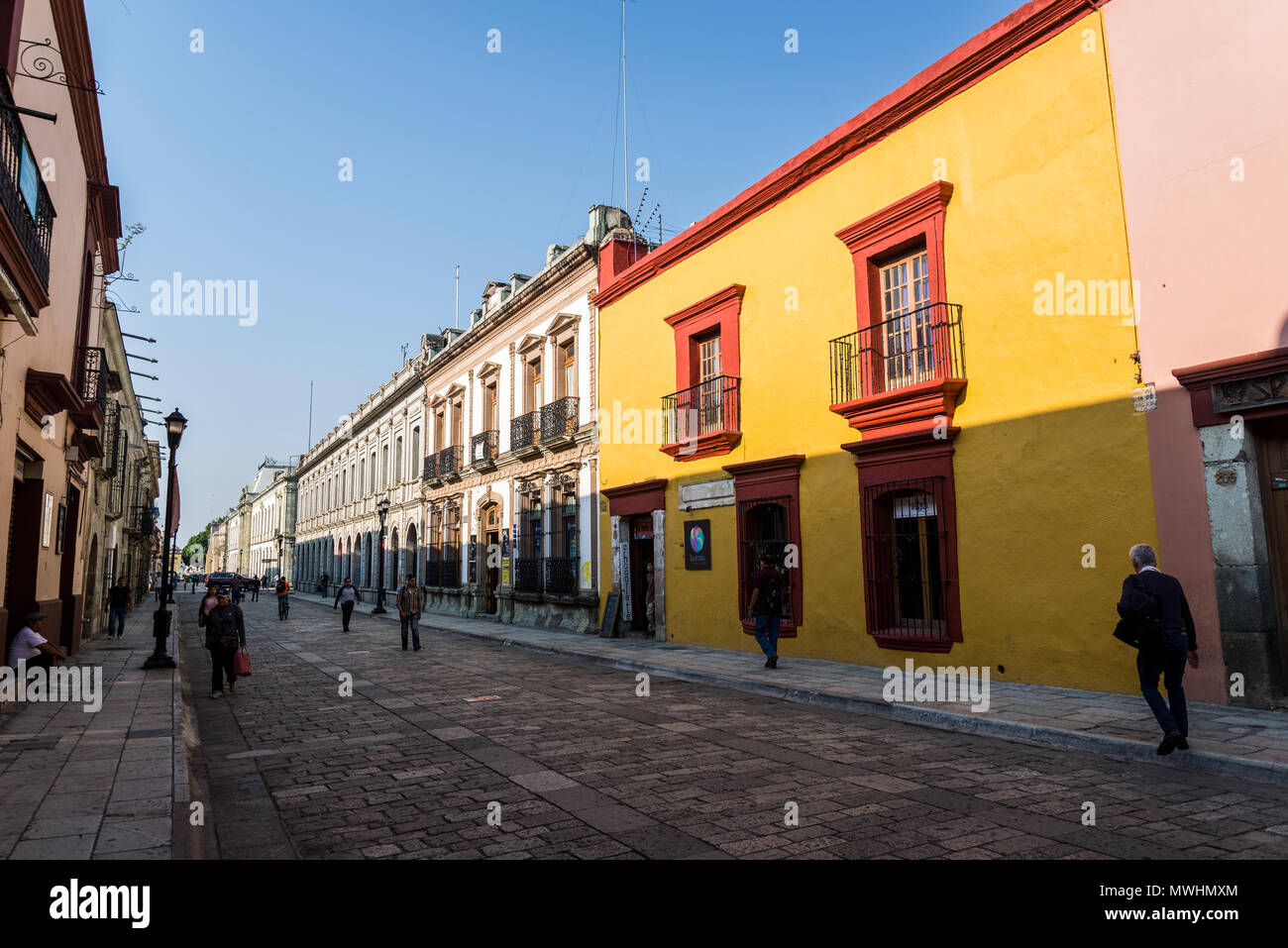 Colourful buildings in the historic city centre, Oaxaca, Mexico Stock ...