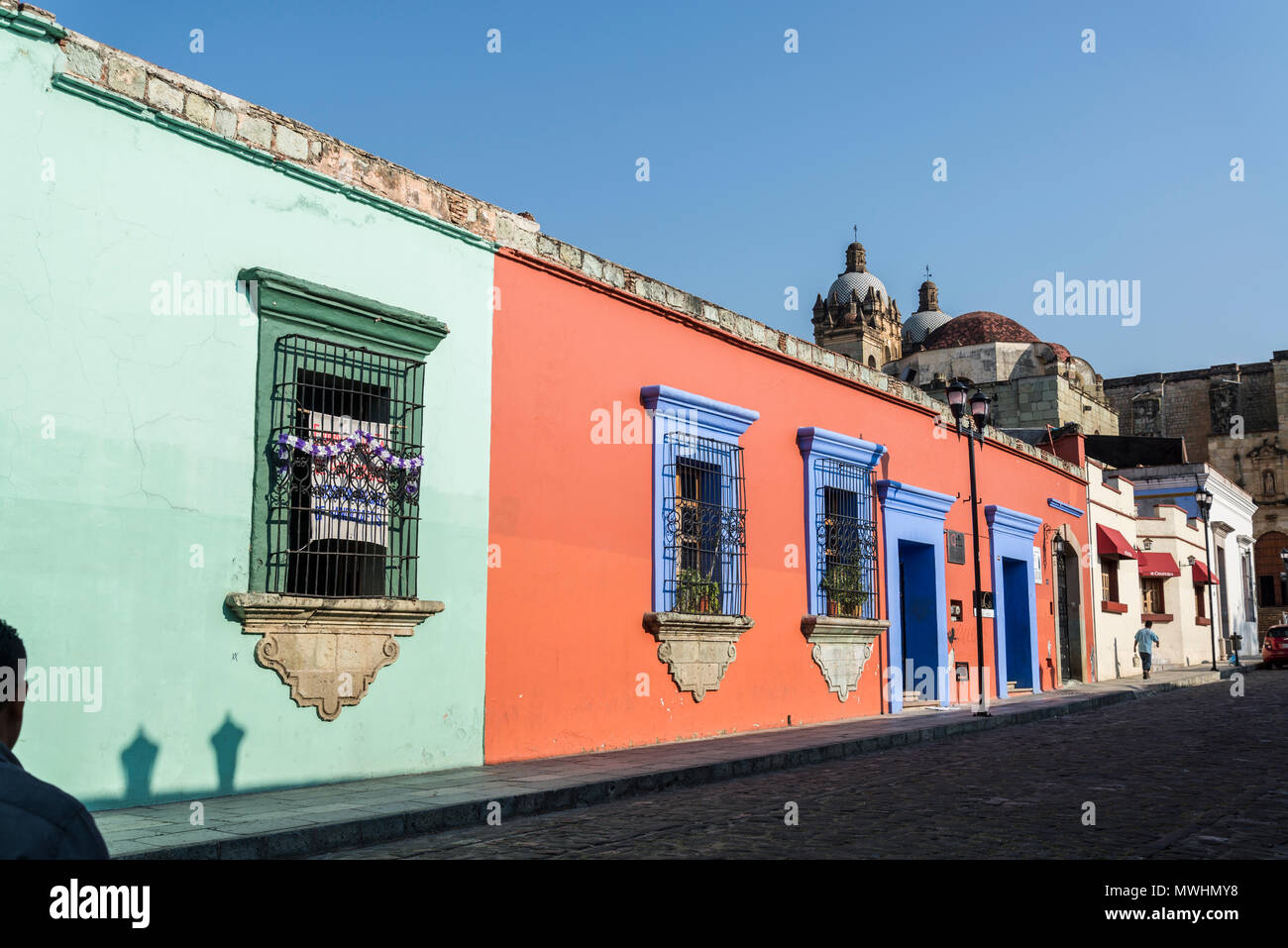 Colourful buildings in the historic city centre, Oaxaca, Mexico Stock ...