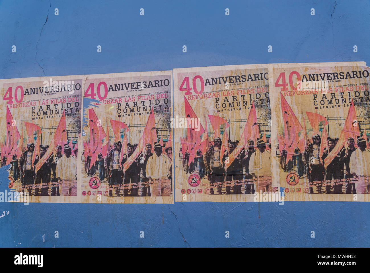 Communist party posters on street wall, Oaxaca, Mexico Stock Photo - Alamy
