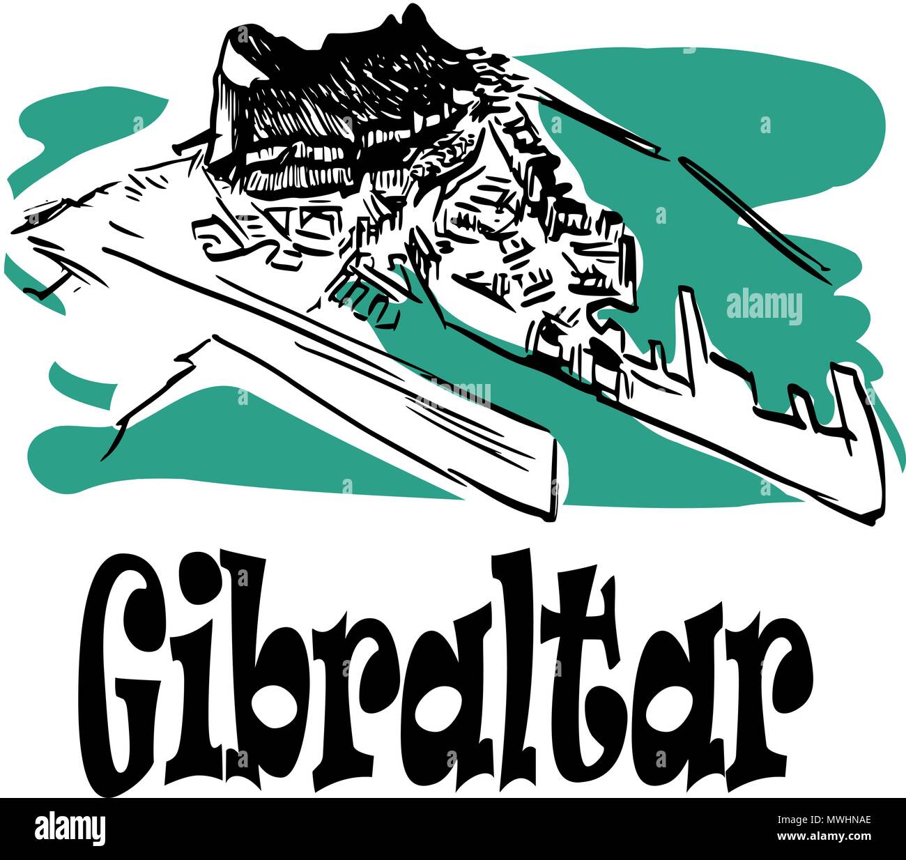 Rock of Gibraltar Stock Vector Image & Art - Alamy