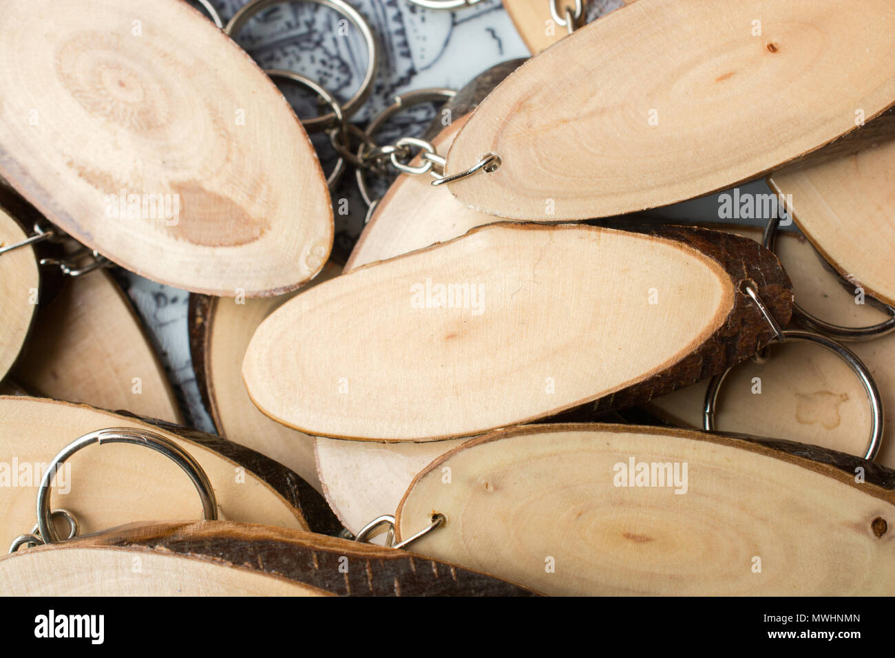 Wood Log cut in round thin pieces in view Stock Photo - Alamy