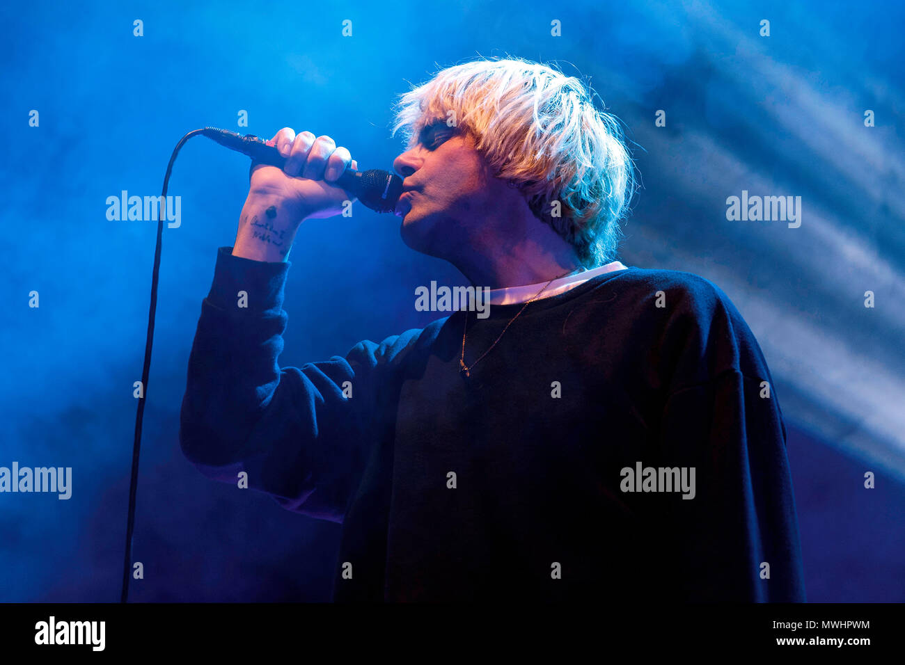 Tim Burgess, lead singer of Manchester indie band The Charlatans ...