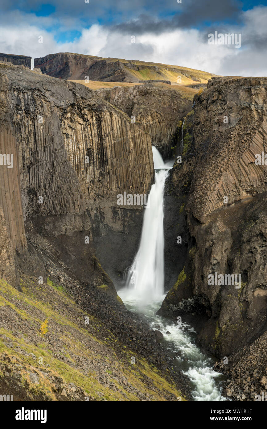 Litlanesfoss Waterfall below Hengifoss Stock Photo - Alamy