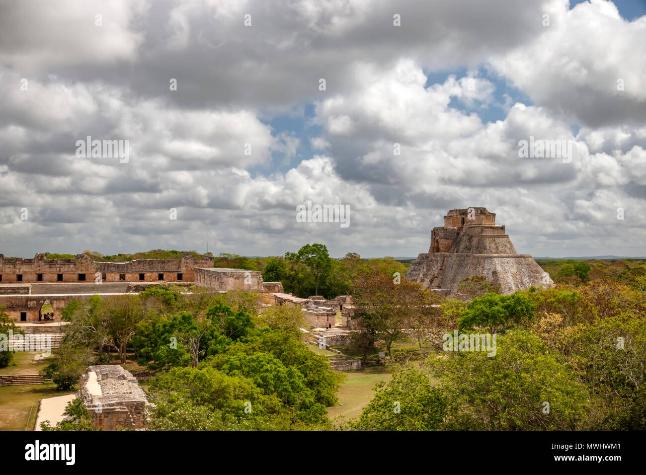 View from the top of the pyramid to the ancient city of Maya Stock ...